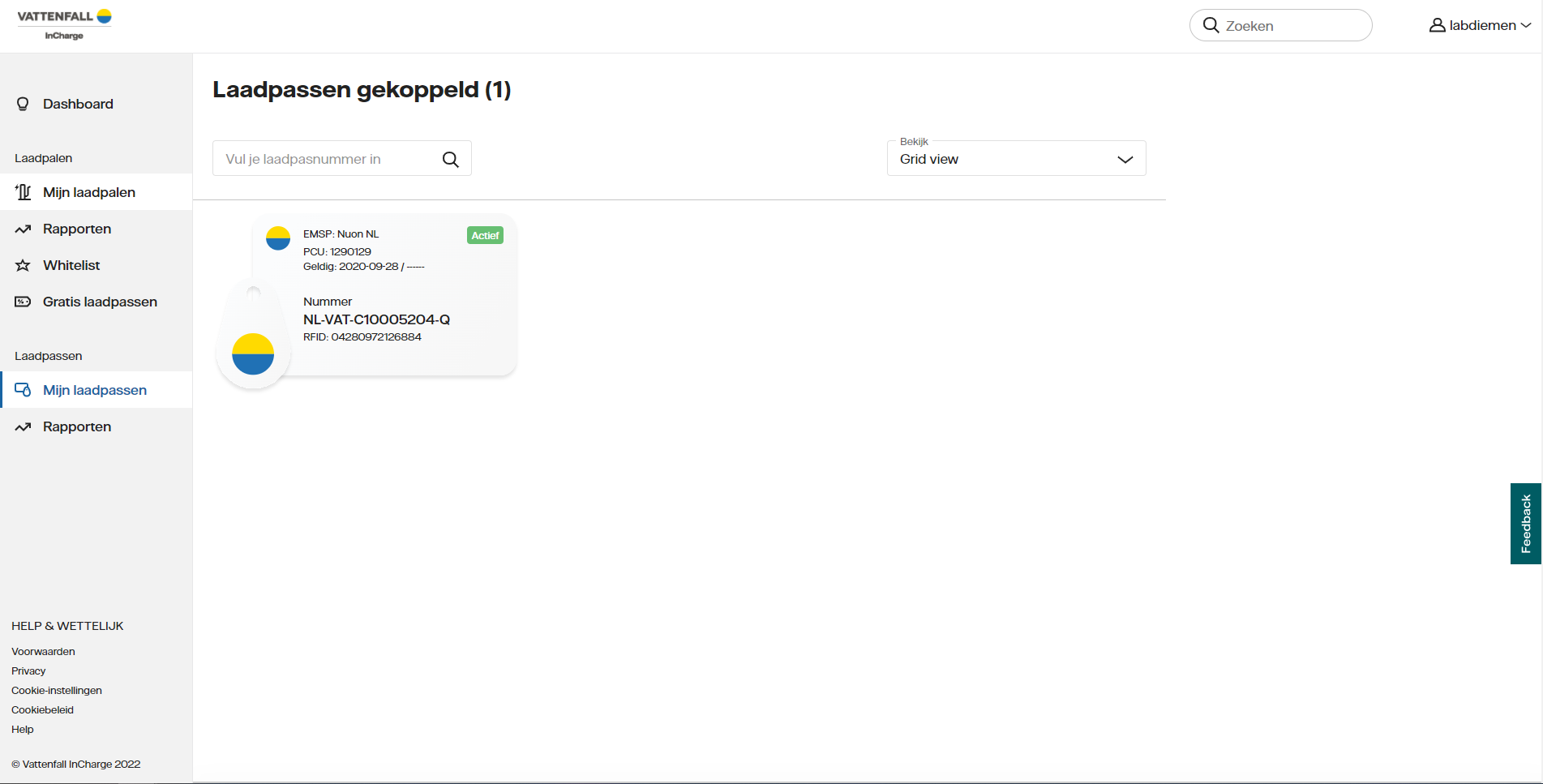 Handleiding My InCharge Portal | Vattenfall InCharge